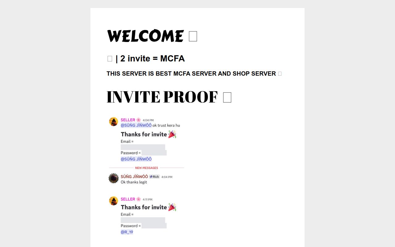 2 invite = MCFA